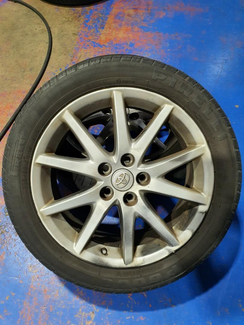 Toyota estima original 4 pcs 18" rim w/tyre, Car Accessories, Tyres ...