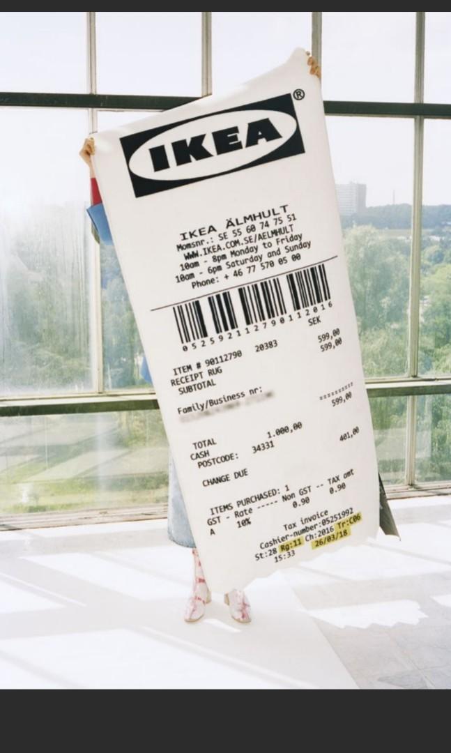 IKEA X VIRGIL ABLOH receipt rug, Furniture & Home Living, Home Decor ...