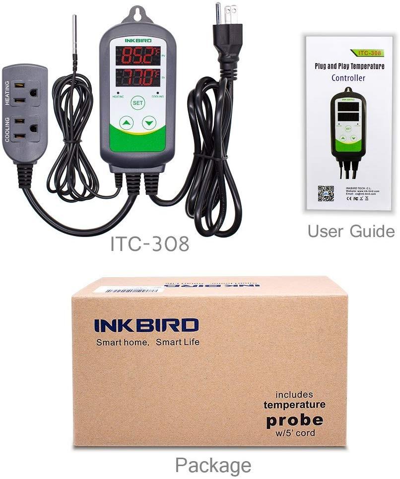 Inkbird ITC-308 Digital Temperature Controller 2-Stage Outlet ...