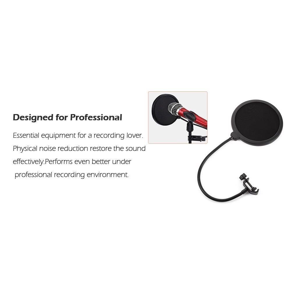 MPF - 6 6-Inch Clamp On Microphone Pop Filter Bilayer Recording Spray ...