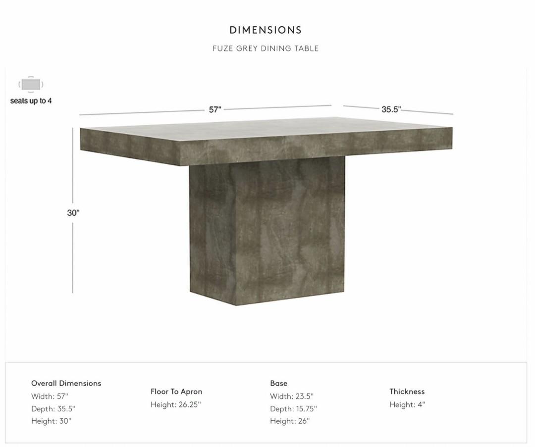 CB2 Fuze grey cement Dining Table, Furniture & Home Living, Furniture ...