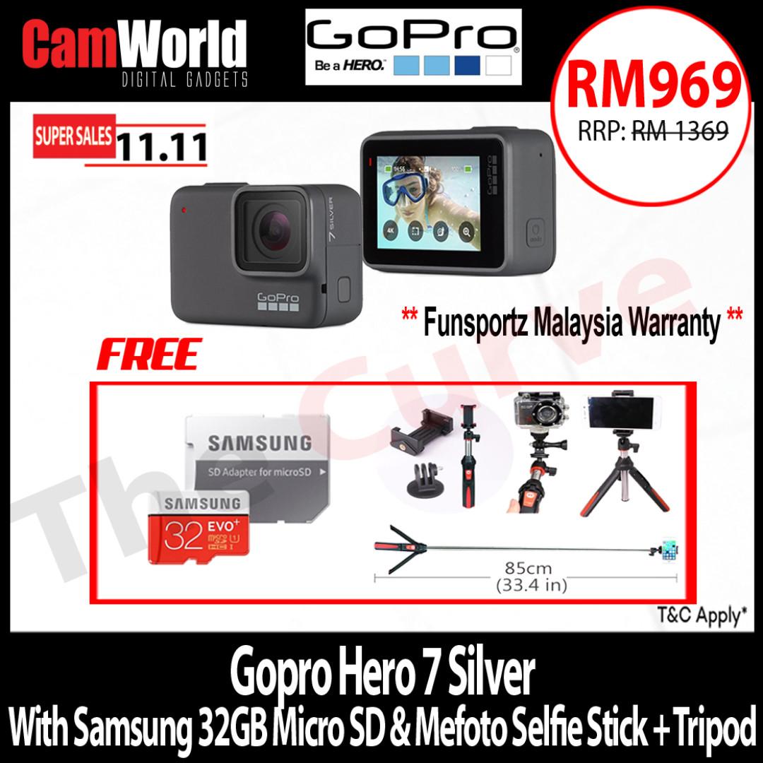 Gopro Hero 7 Silver bundle 2, Photography, Video Cameras on Carousell