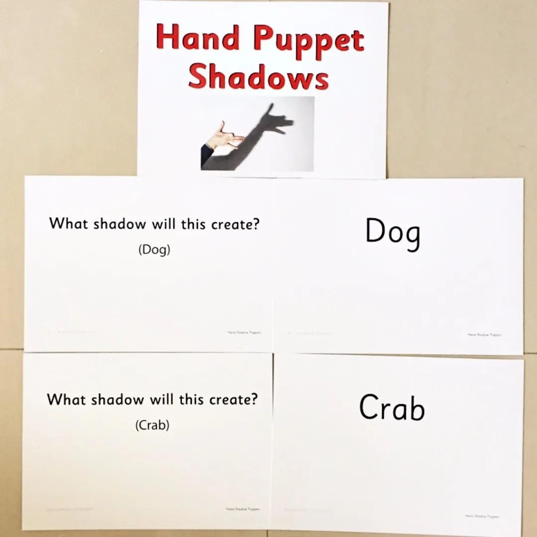 Hand Pupper Shadows Flashcards (Shichida, Heguru, Right brain training ...