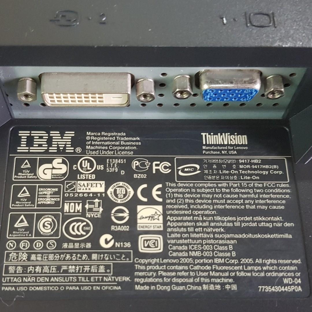 Used IBM 17" LCD Monitor 9417-HB2, Computers & Tech, Desktops on Carousell