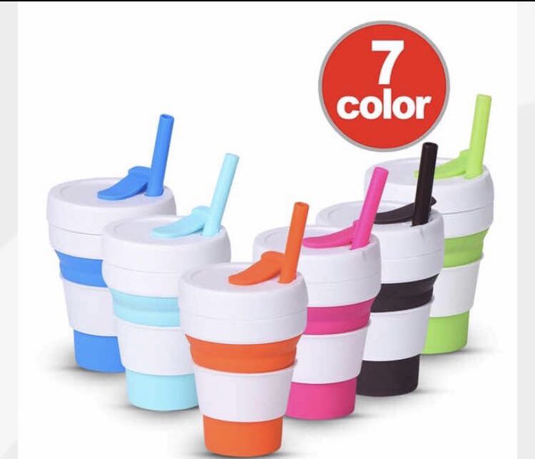 Collapsible cup (with straw), Furniture & Home Living, Kitchenware ...