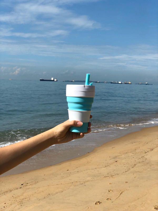 Collapsible cup (with straw), Furniture & Home Living, Kitchenware ...