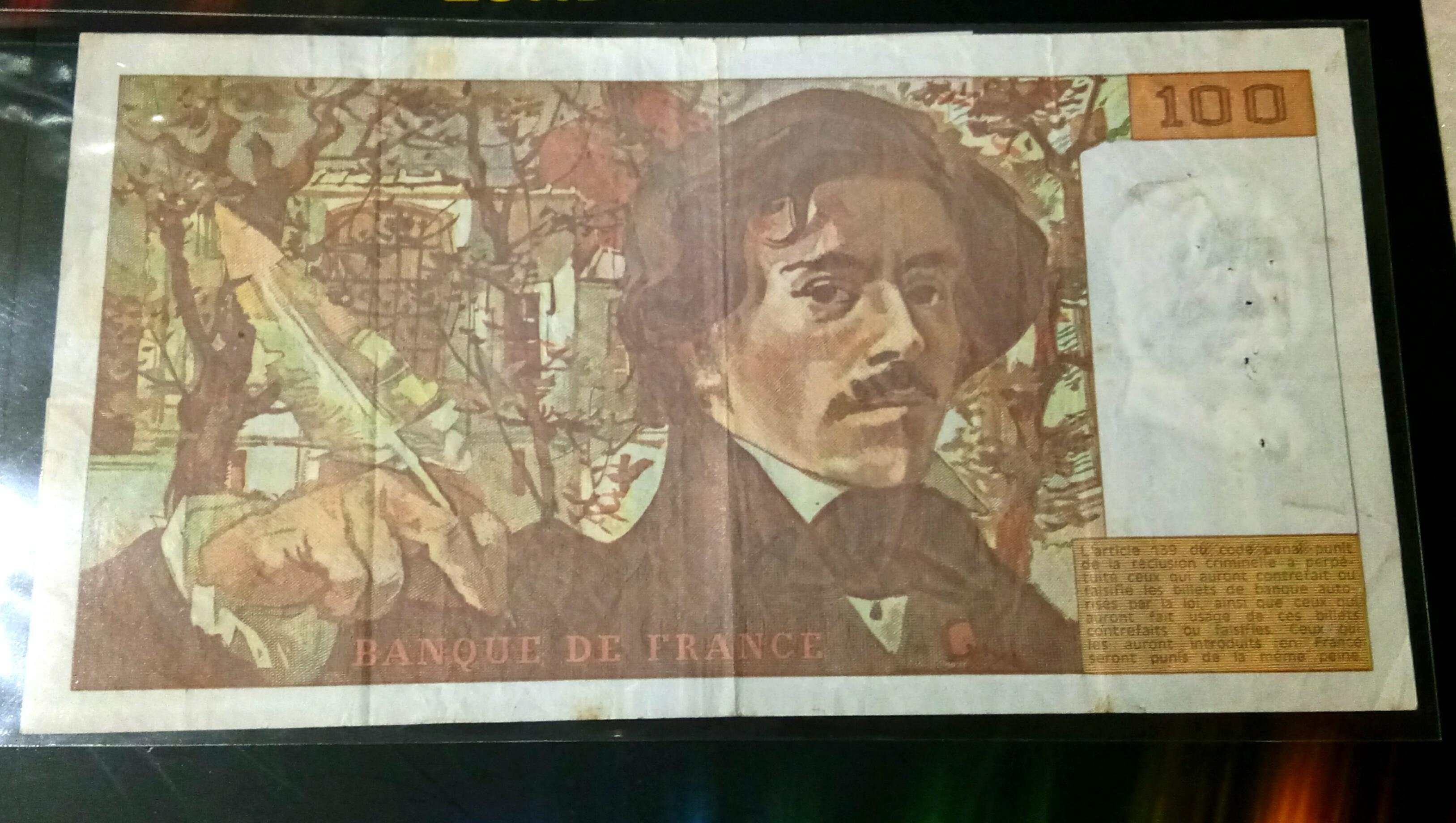 France Currency 100 Old Banknote Euro Country Banque de France Wang ...