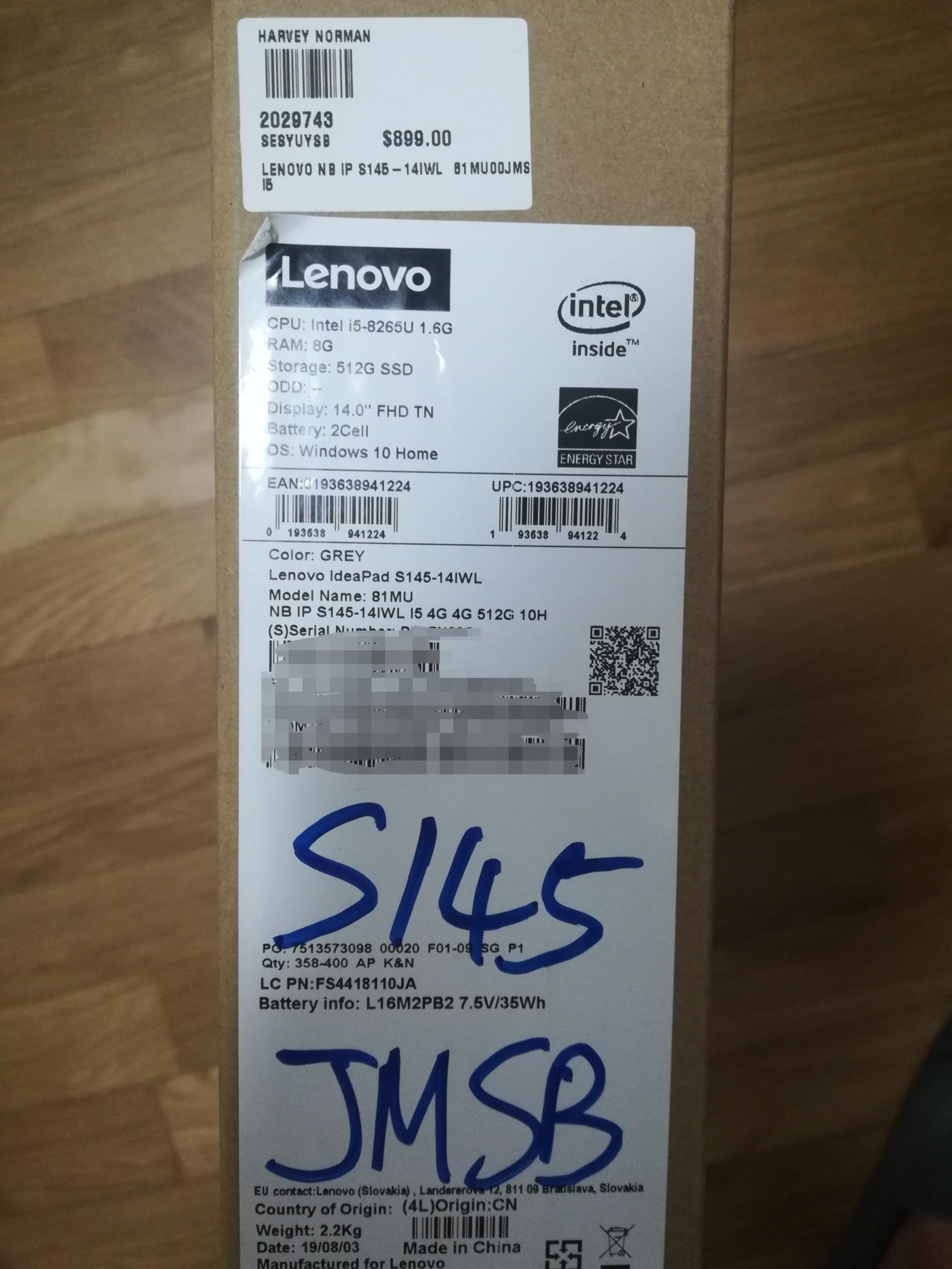 Lenovo IdeaPad S145-14IWL 81MU Core i5 8G 512GB SSD FHD 14 inch ...