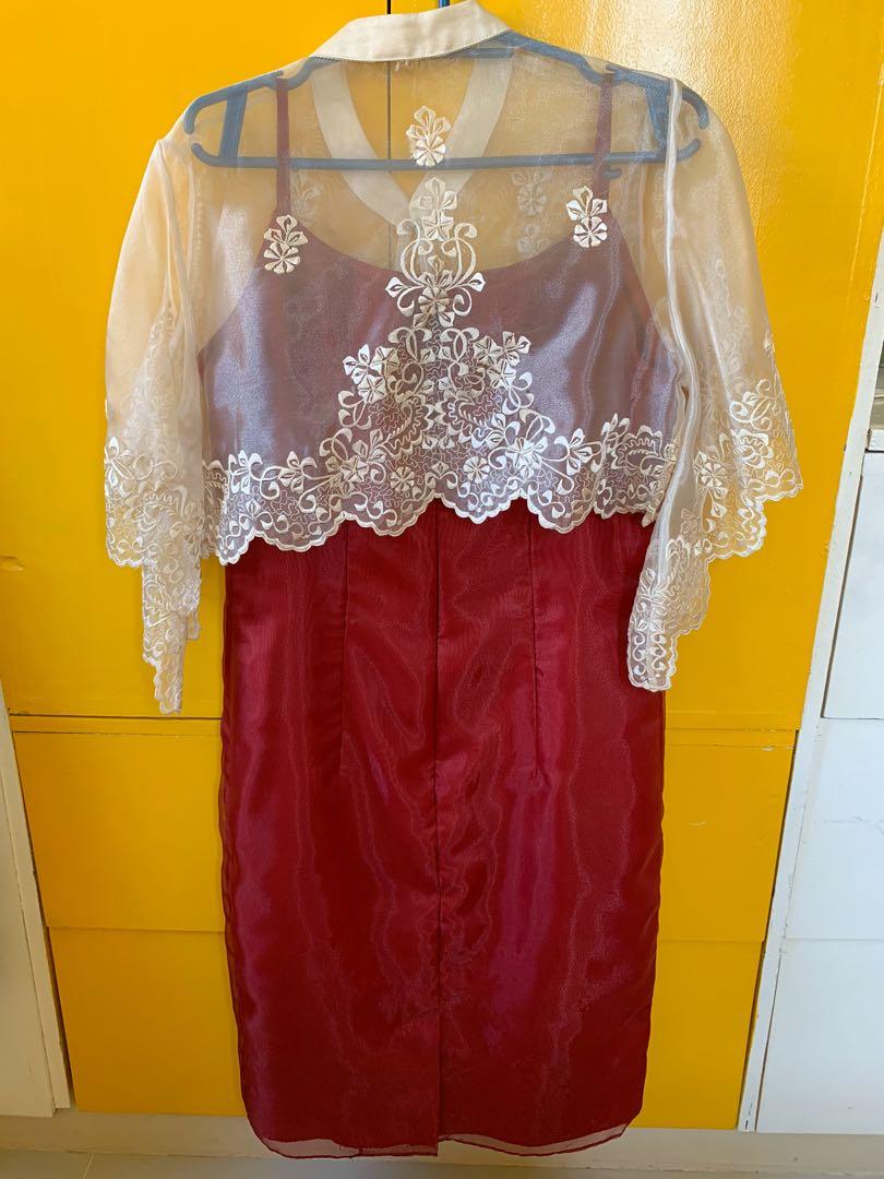 Red Filipiniana Dress, Women's Fashion, Dresses & Sets, Dresses on ...