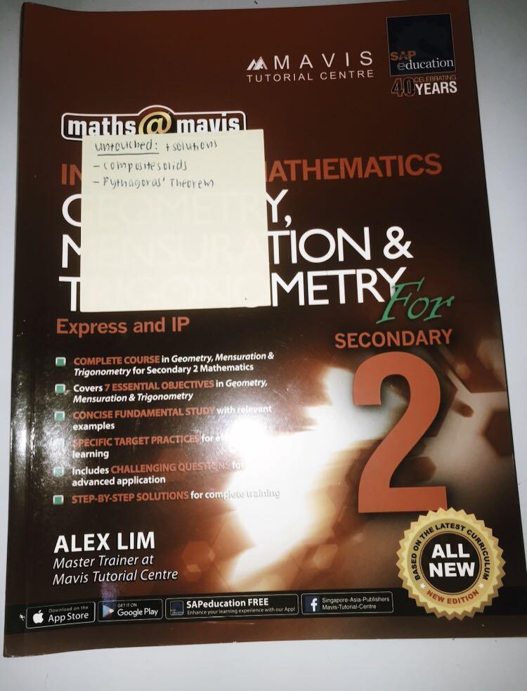 Sec 2 Integrated Mathematics Mavis Tutorial Centre SAP assessment book ...