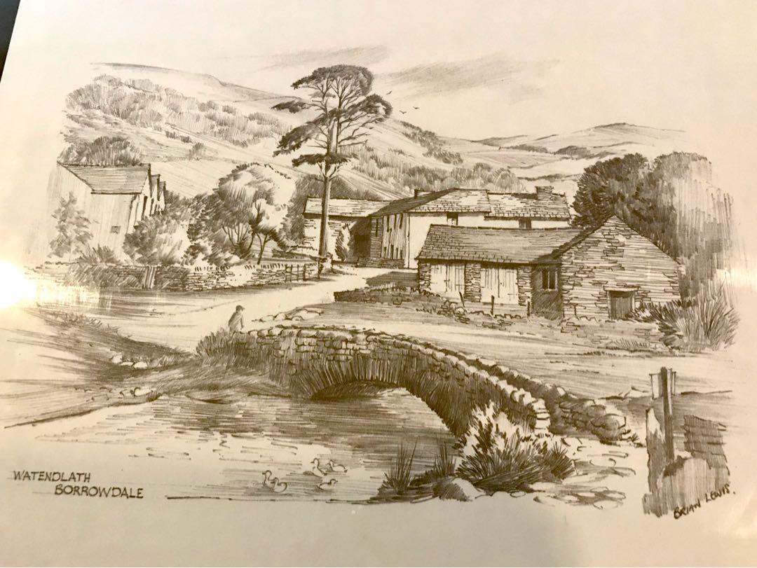 Vintage Art Print of Pencil Drawing by Brian Lewis UK, Furniture & Home ...