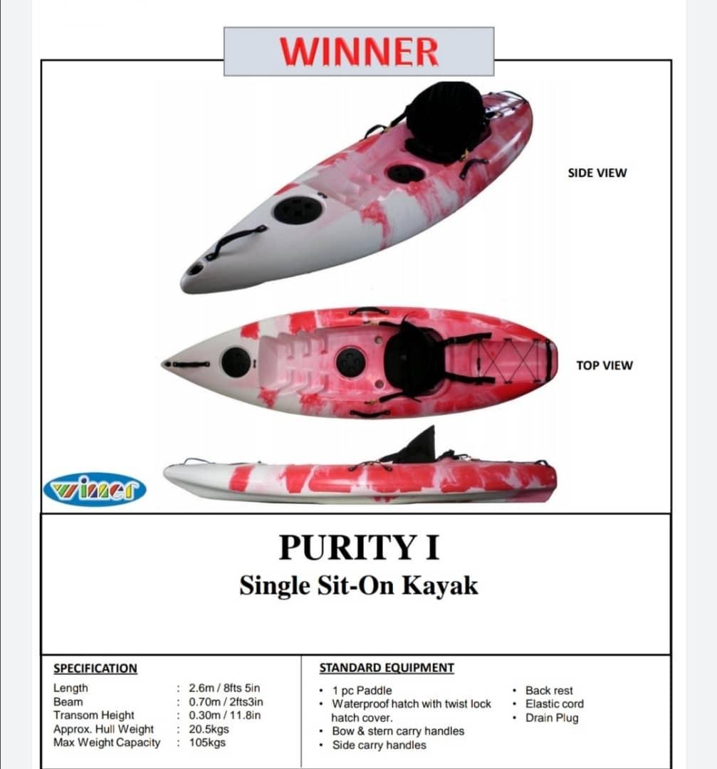 WINNER PURITY 1 SINGLE SIT-ON KAYAK, Sports Equipment, Exercise ...