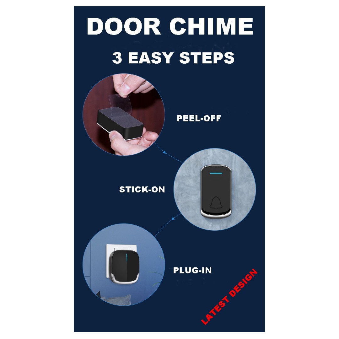 WIRELESS DOOR BELL STICK-ON , PLUG-IN ready to use, Furniture & Home ...