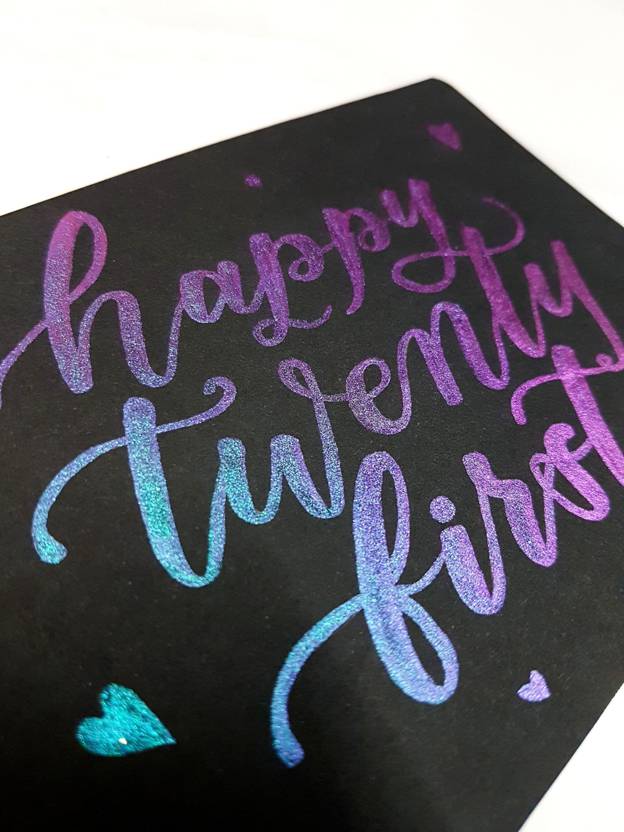 [Customised] Rainbow Happy 21st Calligraphy Card (Peacock), Hobbies ...