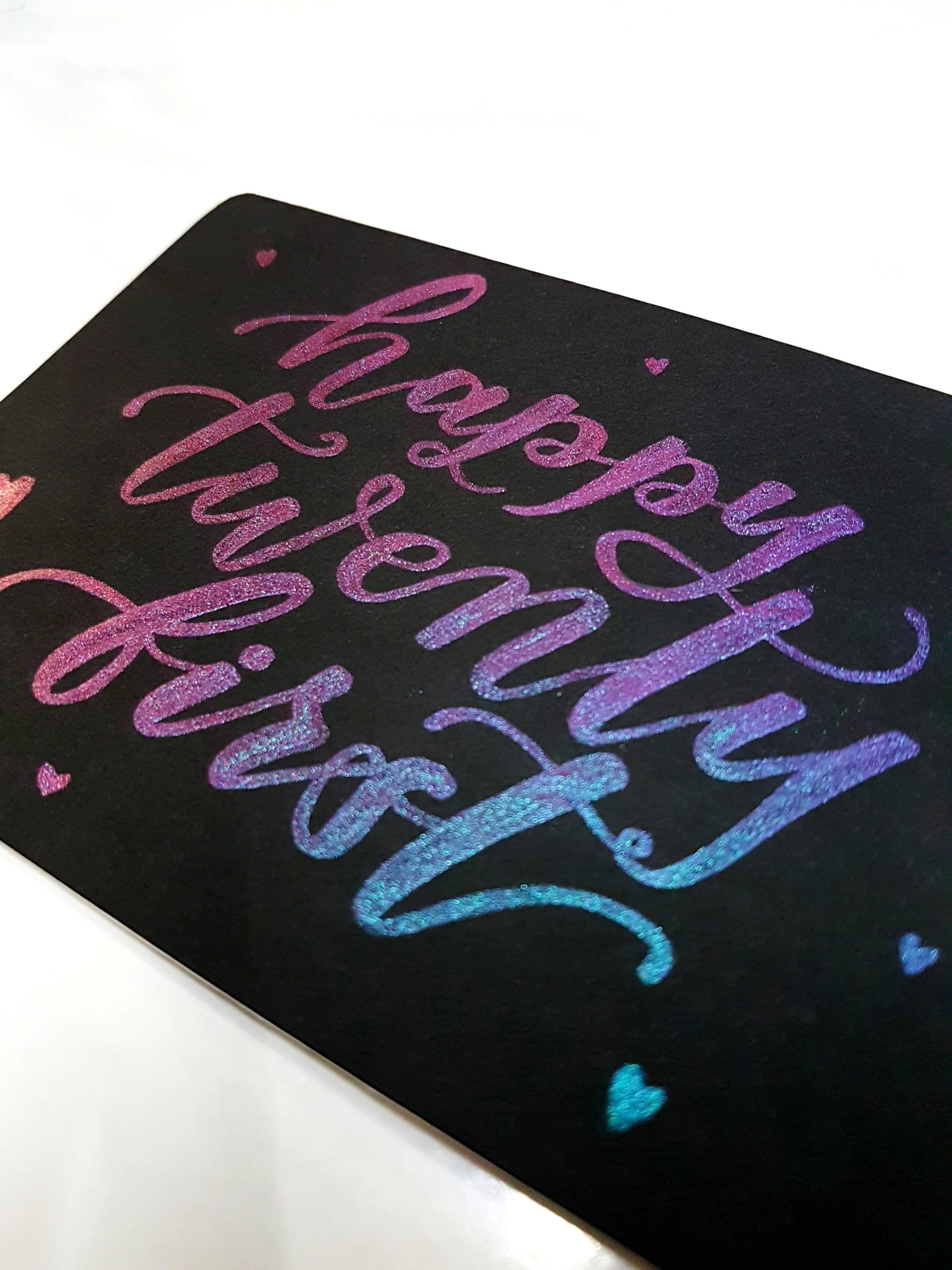 [Customised] Rainbow Happy 21st Calligraphy Card (Peacock), Hobbies ...