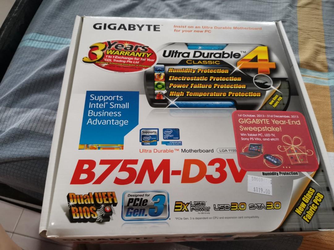 Gigabyte B75M-D3V 3rd Gen Intel Motherboard, Computers & Tech, Parts & Accessories, Computer ...