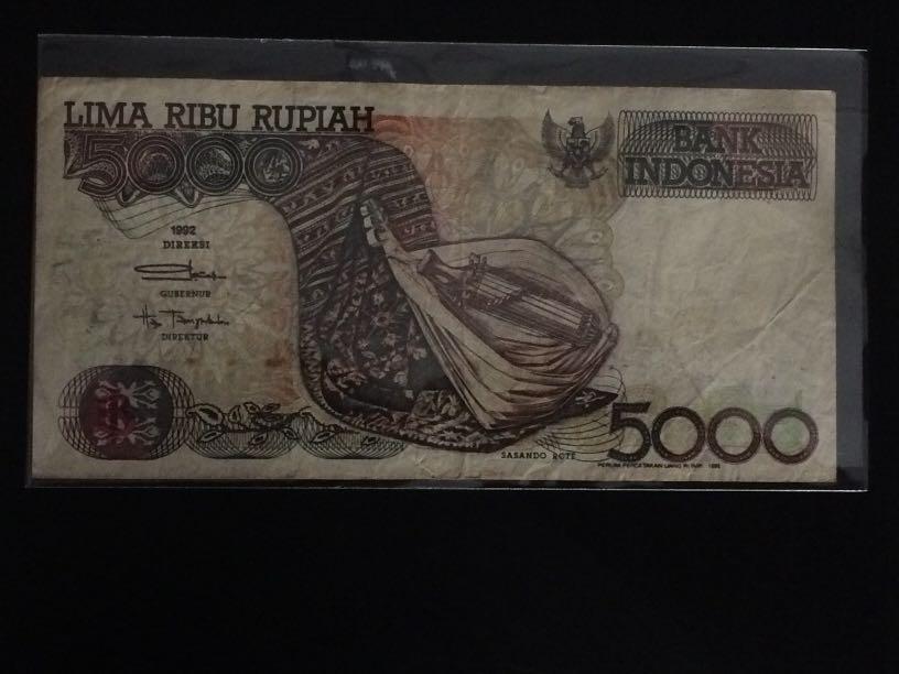 AD0003 Indonesia 5000 old banknote, Hobbies & Toys, Memorabilia ...