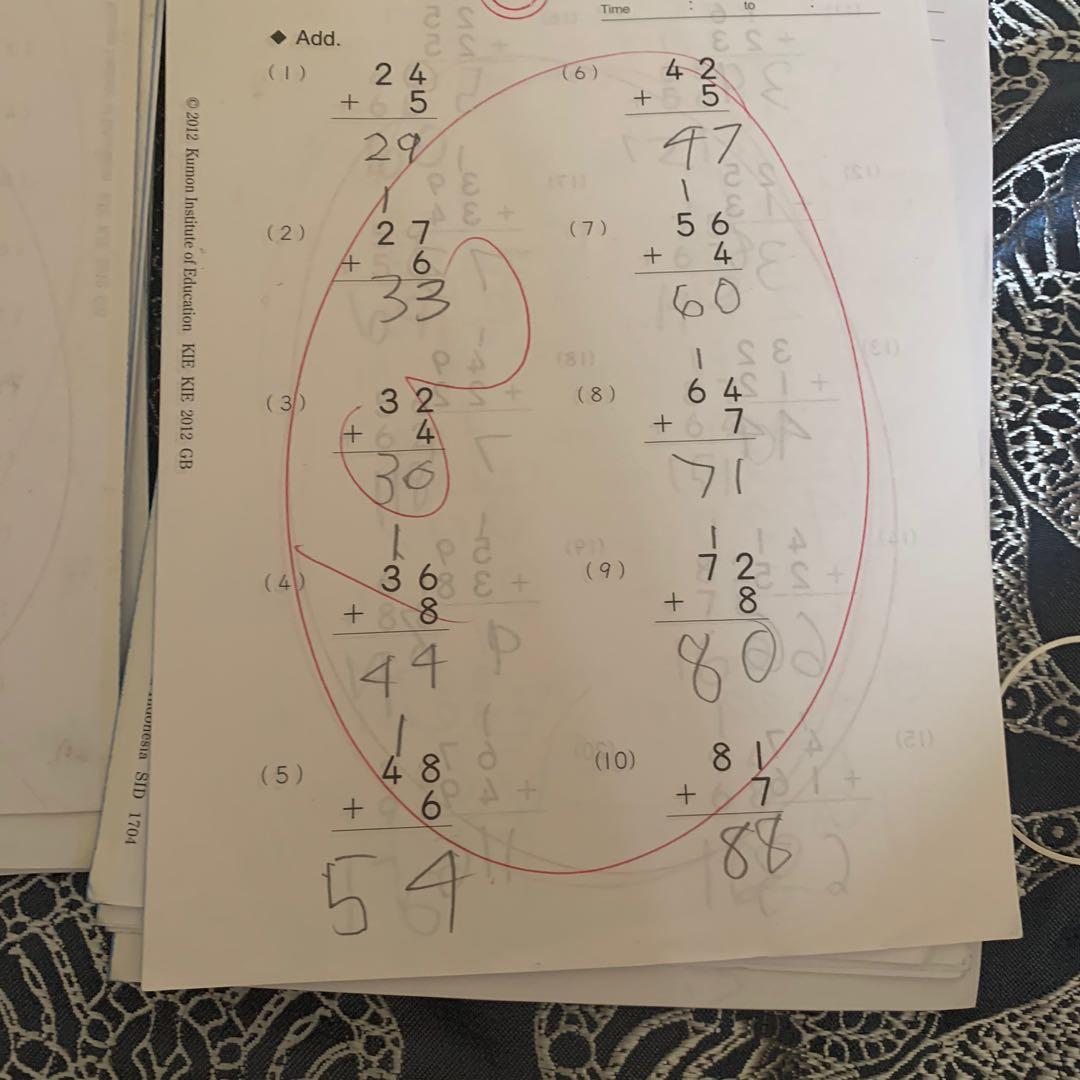 Kumon worksheets math 2A, 3A, B and C, Hobbies & Toys, Books ...