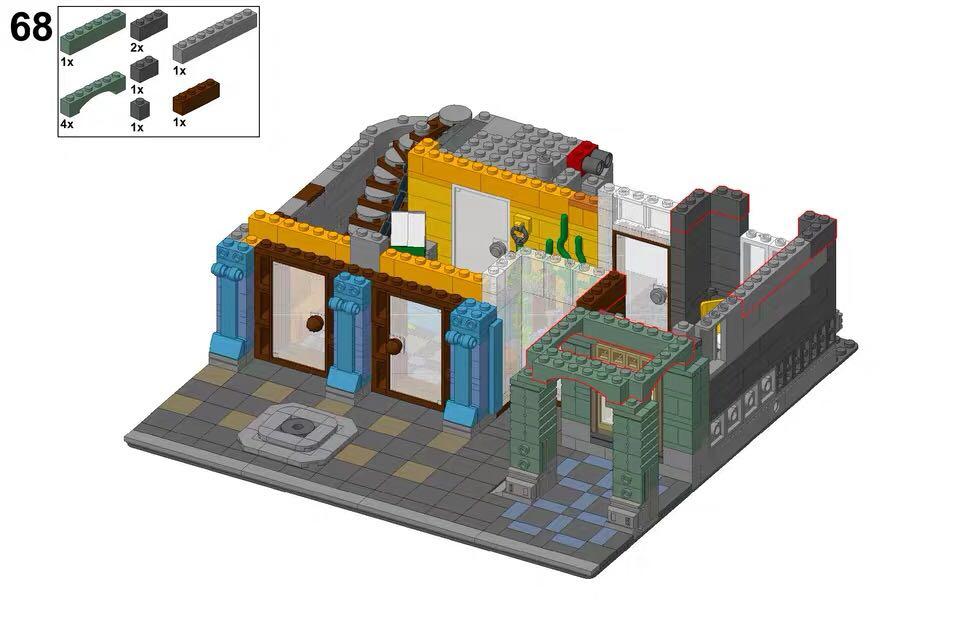 Lego hotel 街景 古巴酒店內連可動升降機 MOC PDF 創意搭建图紙 instructions, 玩具 & 遊戲類, 玩具 ...