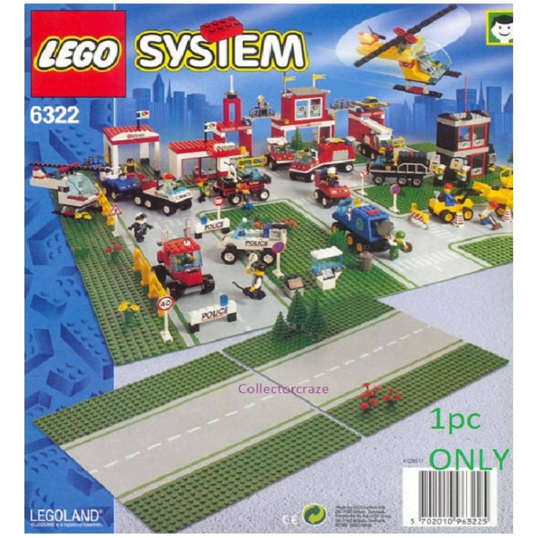 LEGO® SYSTEM/CITY 1pc Straight Road Base Plate with Green Side, Size ...