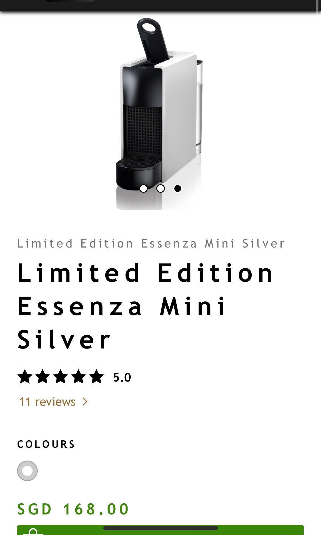 Nespresso Coffee Machine - Essenza Mini Silver Limited Edition, TV ...