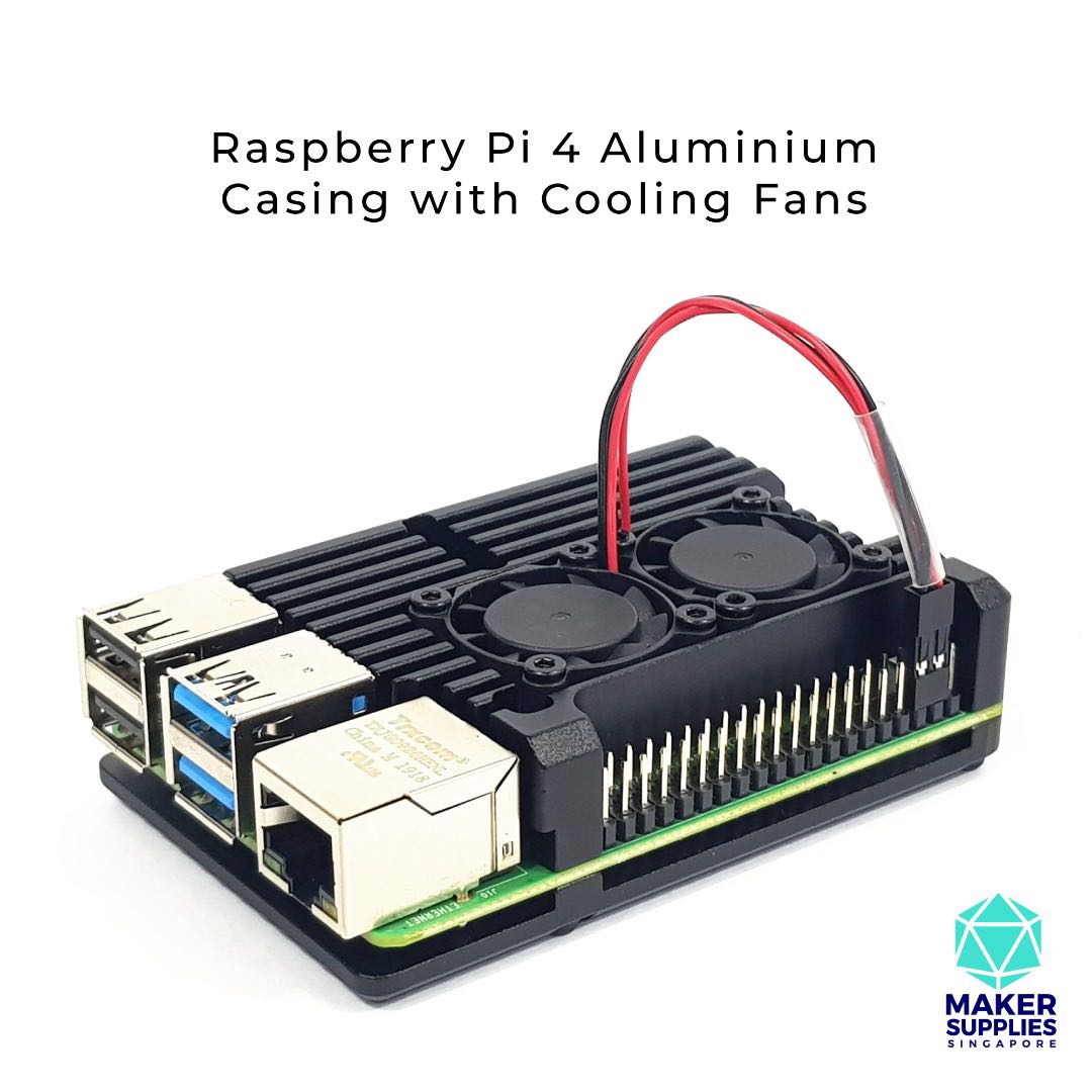 Raspberry Pi 4 Aluminium Casing with Cooling Fans Metal Case Shell ...