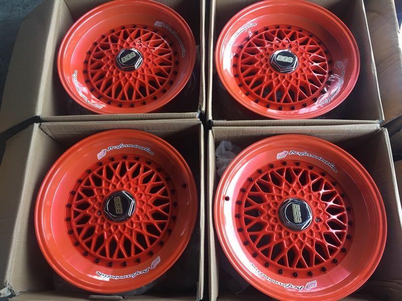17" BBS RS orange Mags 4Holes pcd 100-114 newmesh x8.5 width, Car Parts ...