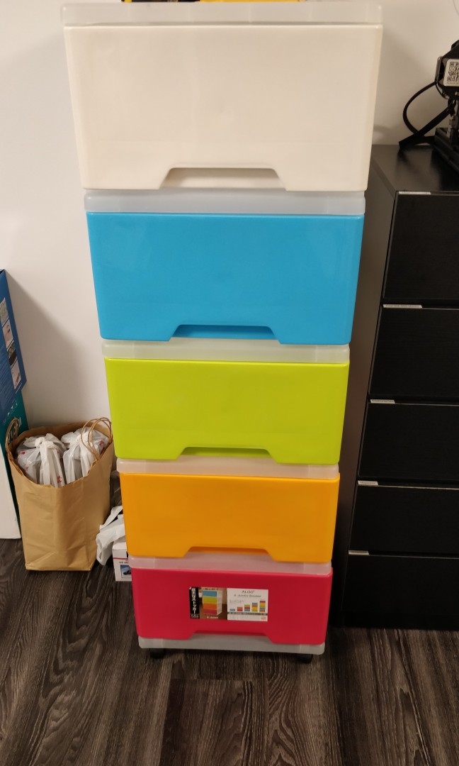 5 tier Plastic Drawers, Furniture & Home Living, Furniture, Shelves ...
