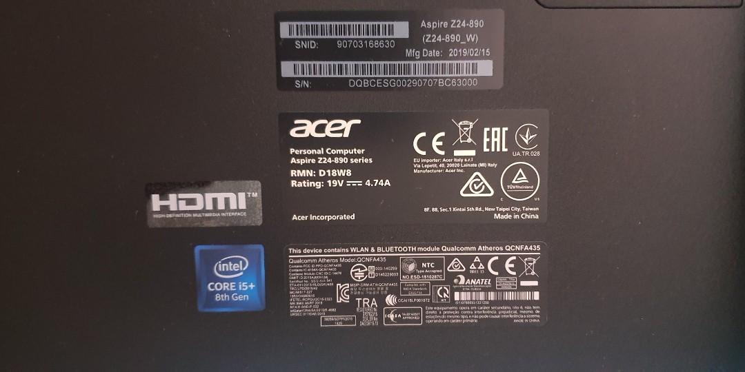 Acer aspire z24 - 890 with touch screen ( All in one ), Computers ...