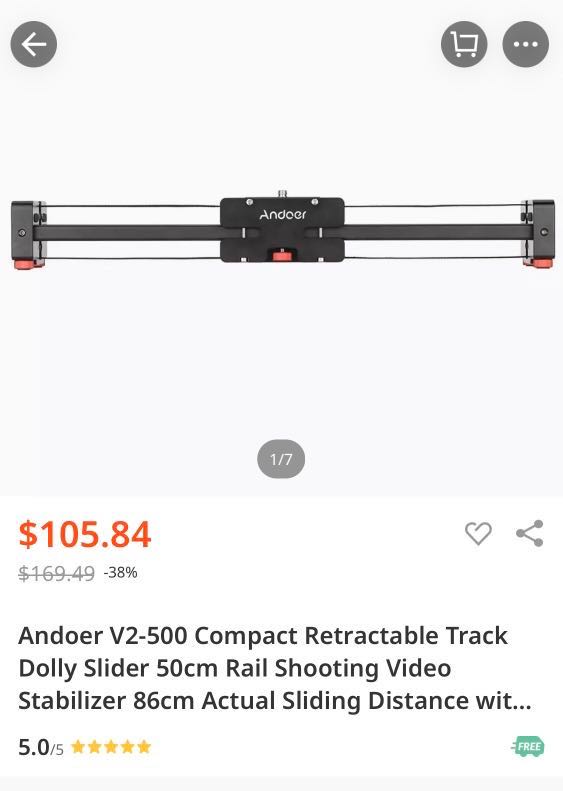 Andoer V2-500 retractable slider / dolly, Photography, Video Cameras on ...