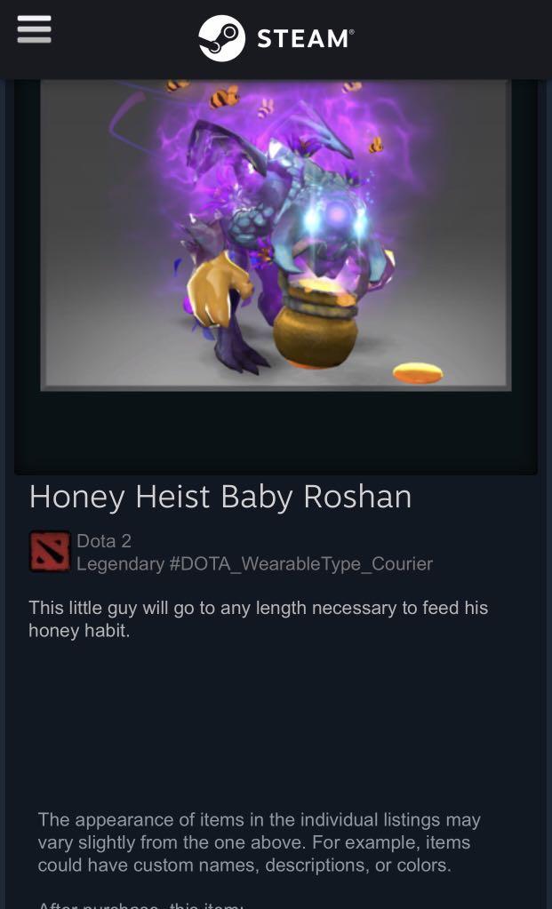 Dota2 Honey Heist Baby Roshan, Video Gaming, Gaming Accessories, In ...