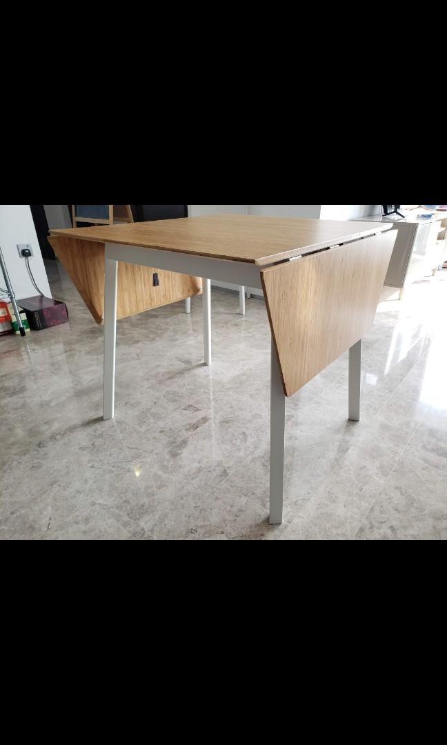 Ikea PS 2012 Drop-leaf dining table, bamboo, white, Furniture & Home ...