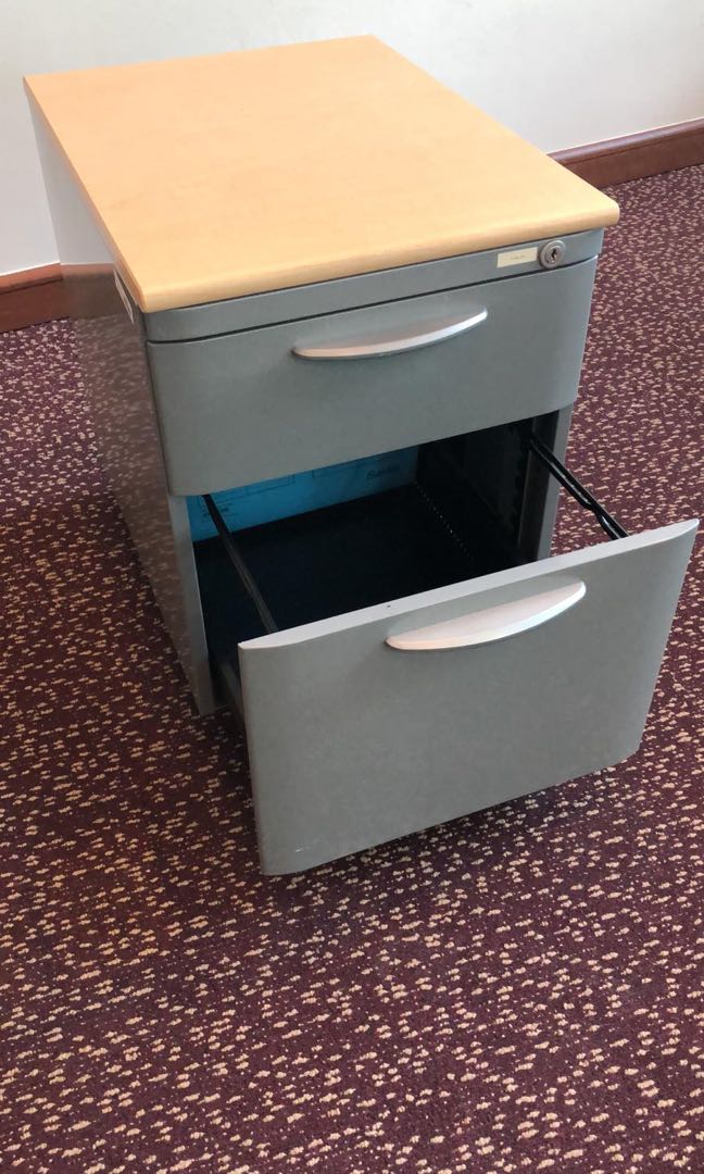 Pedestal/File Drawer (metal w/ wood trim), Furniture & Home Living ...