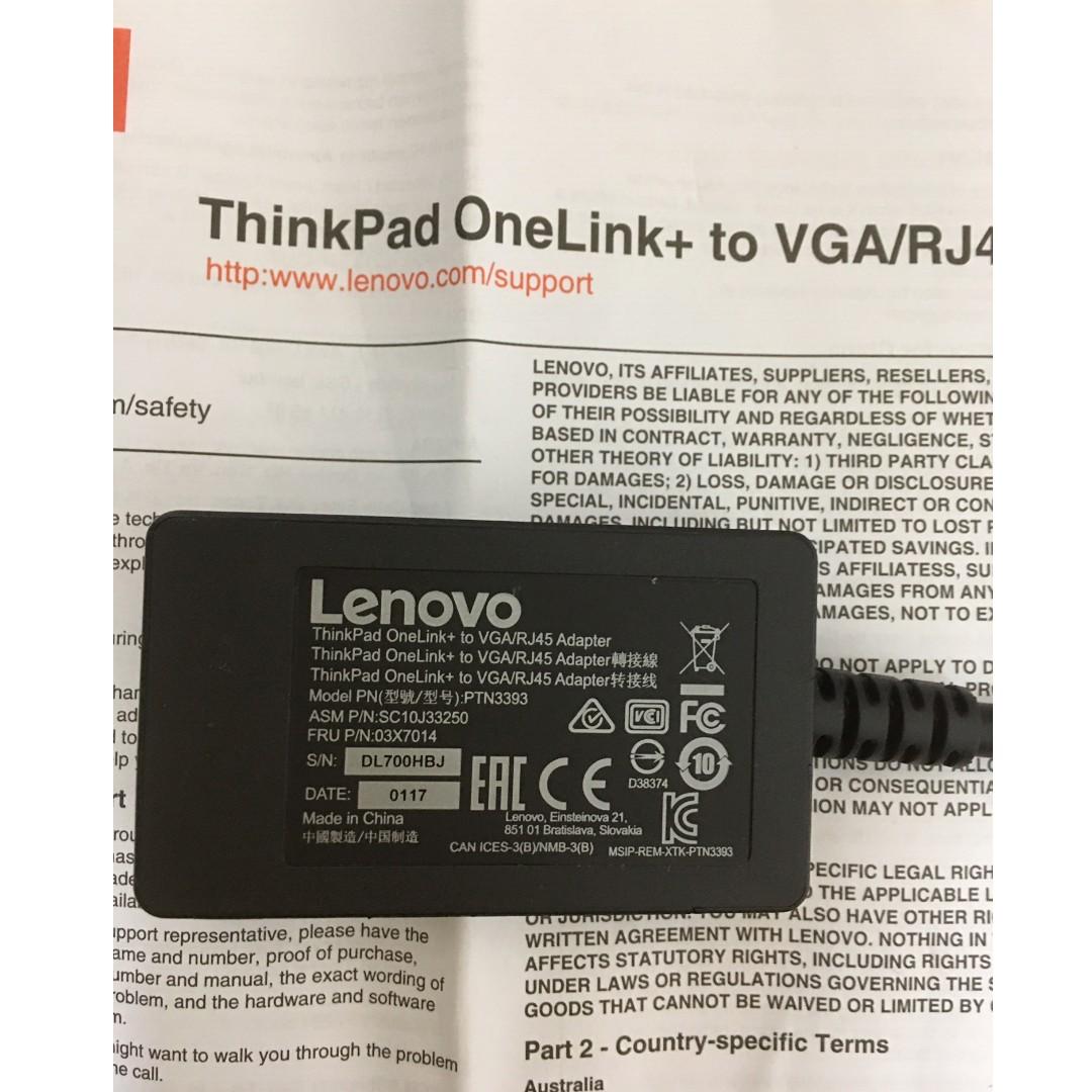 ThinkPad OneLink+ to VGA/RJ45 adapter, Computers & Tech, Parts ...