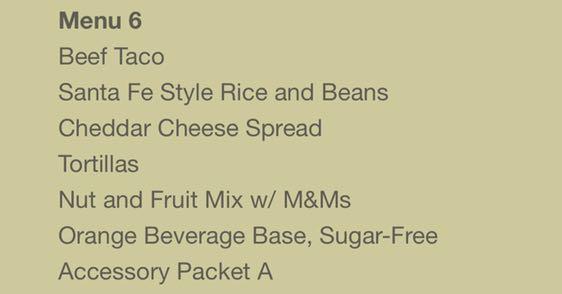 US Army MRE Menu 6 Beef Taco (Taco Au Boeuf), Food & Drinks, Local Eats ...