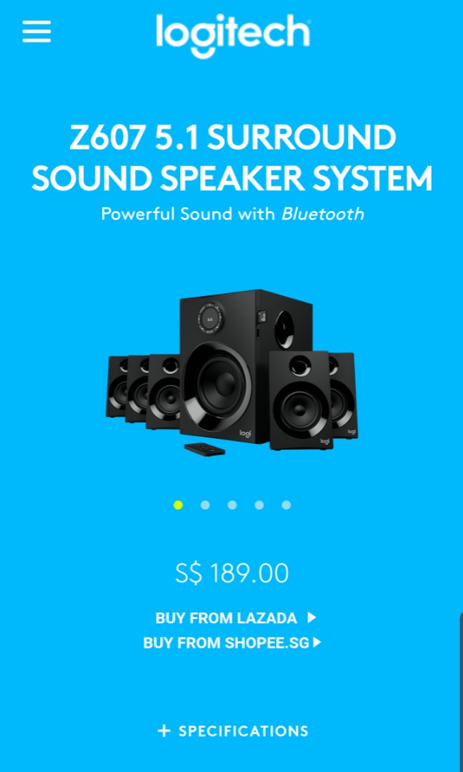 1 Year Warranty Logitech Z607 5.1 Channel Surround Sound Dolby Atmos ...