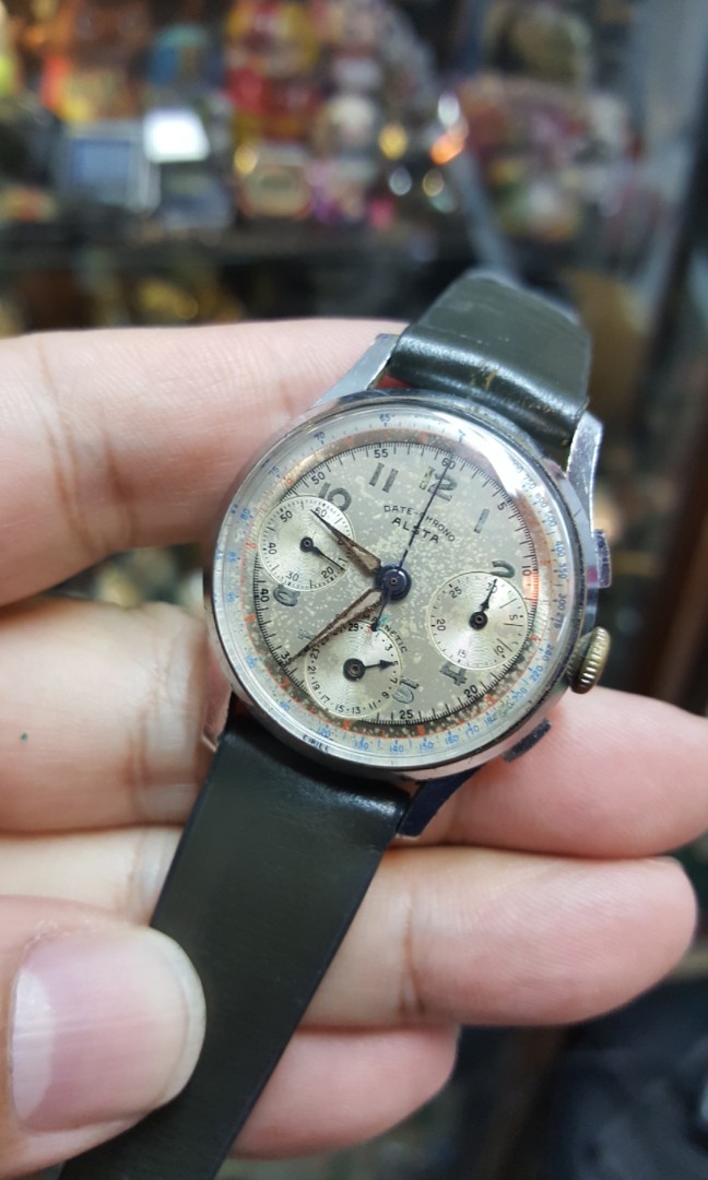 alsta vintage chronograph watch 古董錶, 興趣及遊戲, 收藏品及紀念品, 古董收藏 - Carousell