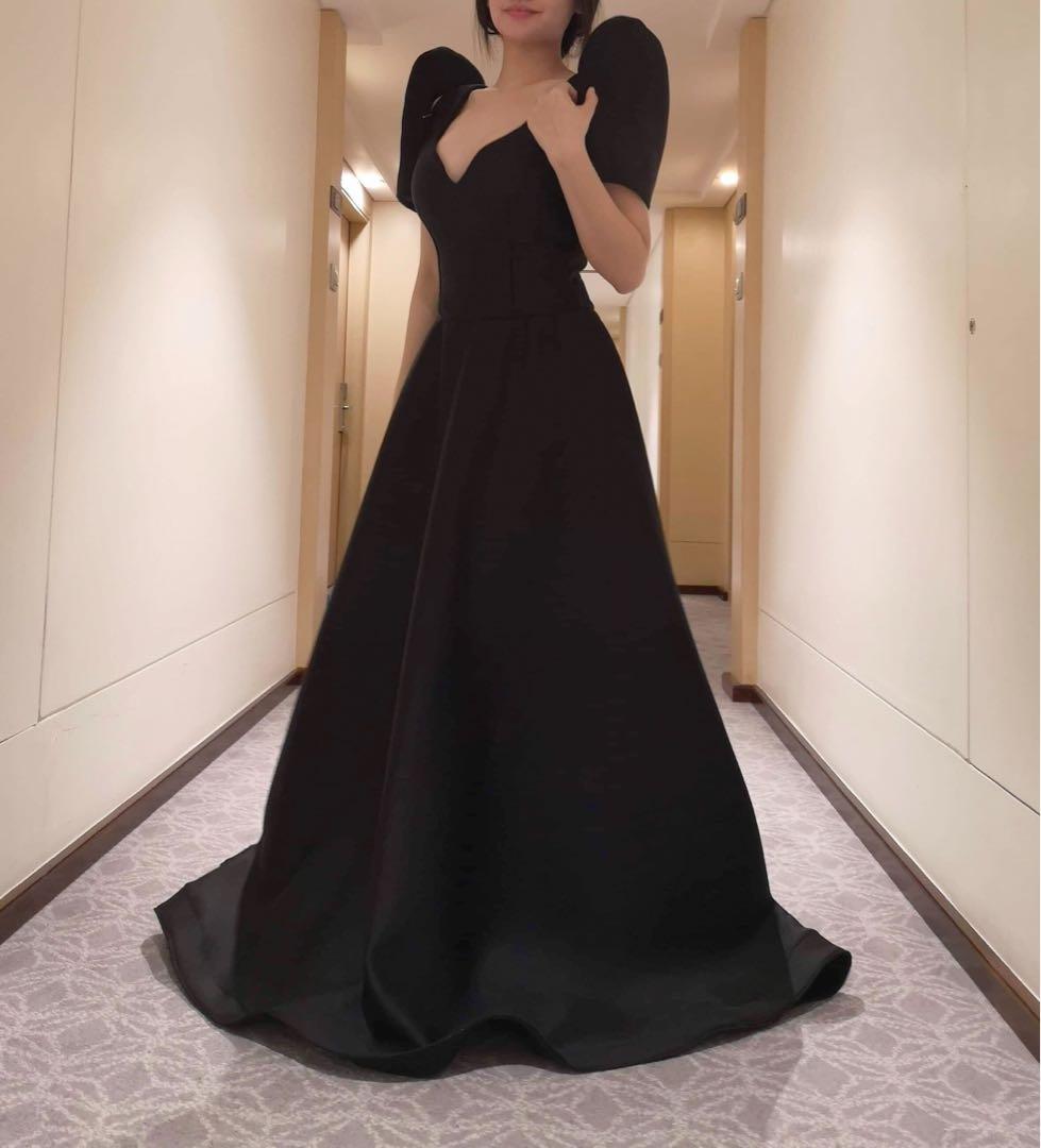Black Filipiniana Long Gown, Women's Fashion, Dresses & Sets, Evening ...