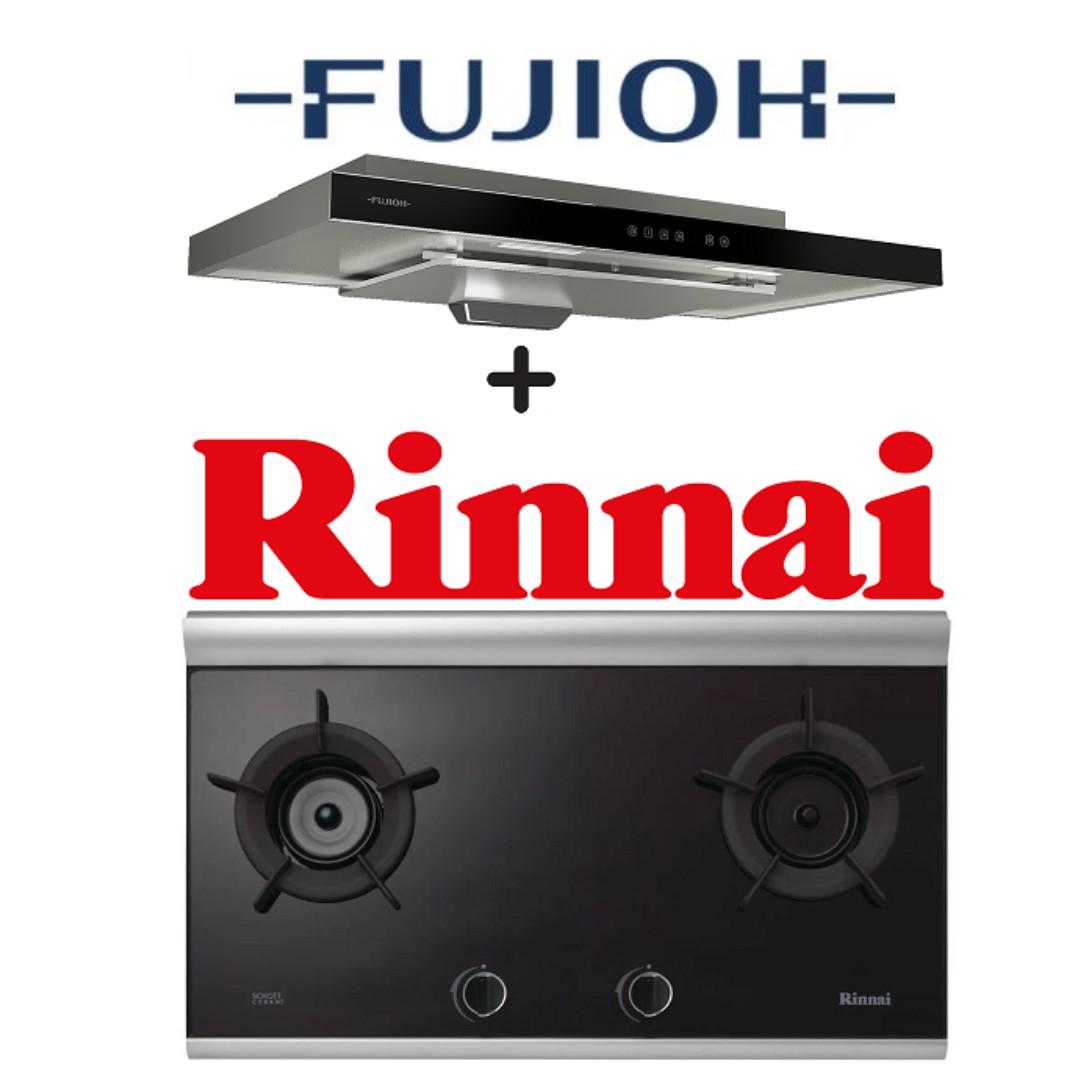 FUJIOH FR-MS1990R 90CM GLASS BLACK SLIMLINE HOOD WITH TOUCH CONTROL + RINNAI RB-2CGN 2 BURNER ...