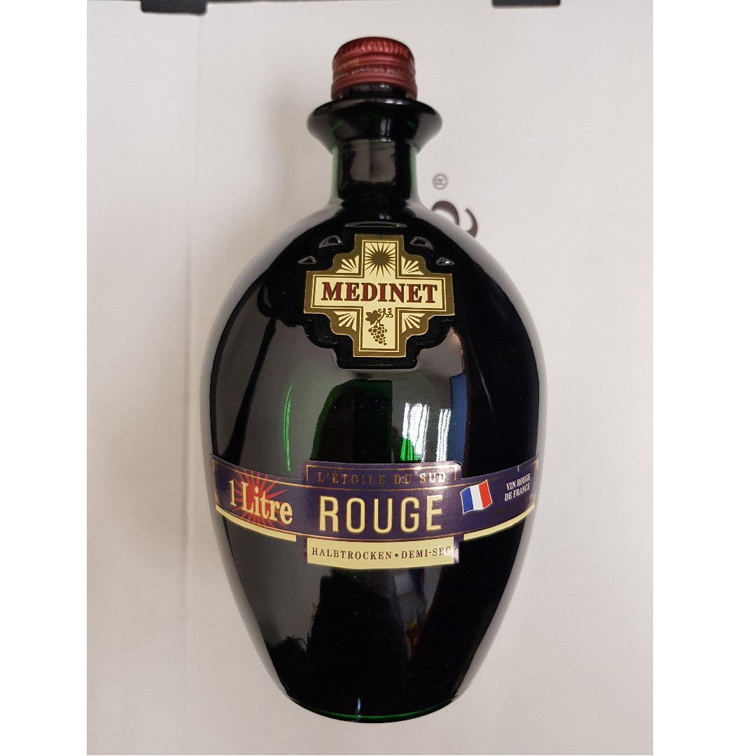 Medinet Rouge Red Wine (1 litre), Food & Drinks, Alcoholic Beverages on ...