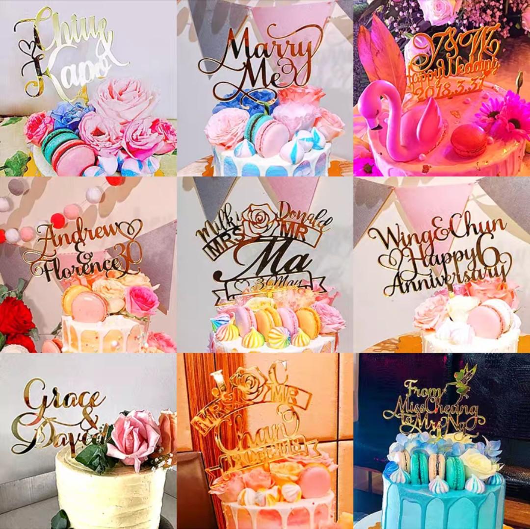 [PO] Customise Glitter / Foil Acrylic Birthday Cake Topper, Hobbies ...