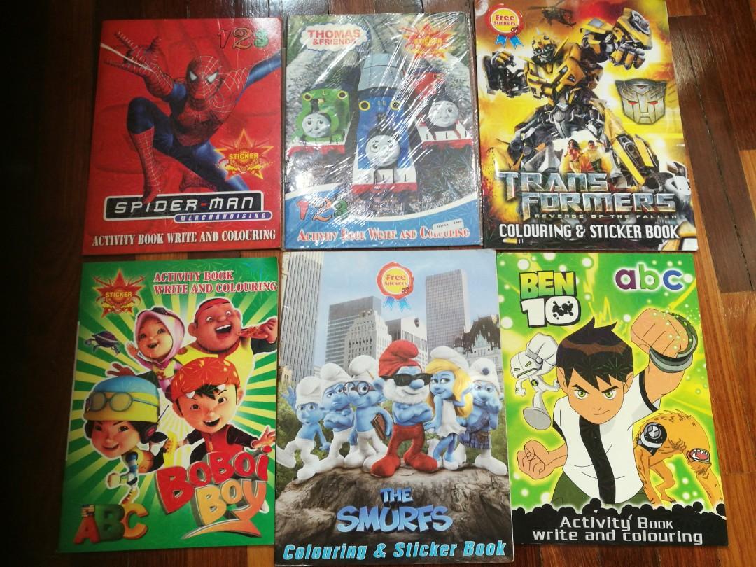 Colouring Books : The Smurfs, Transformers, Boboi Boy, Thomas & Friends ...
