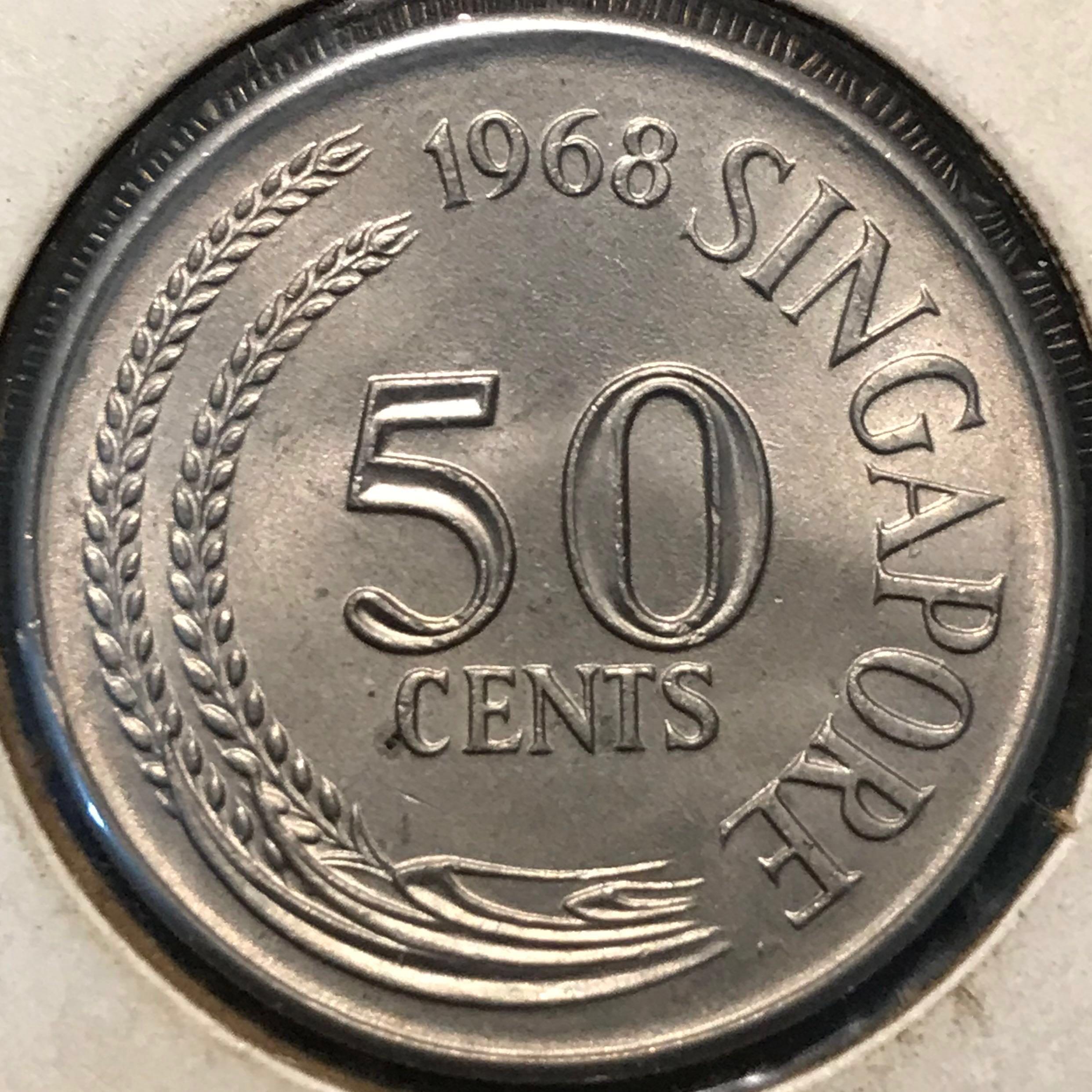 Dot Variety 1968 Singapore 50 Cents. Hardly Surface With Such Dot ...