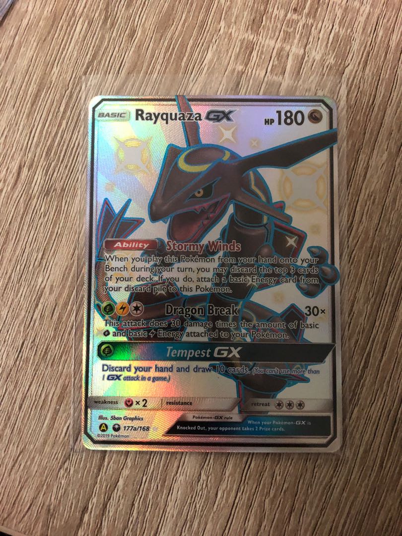 Hidden fates shiny rayquaza gx pokemon card, Hobbies & Toys, Toys ...