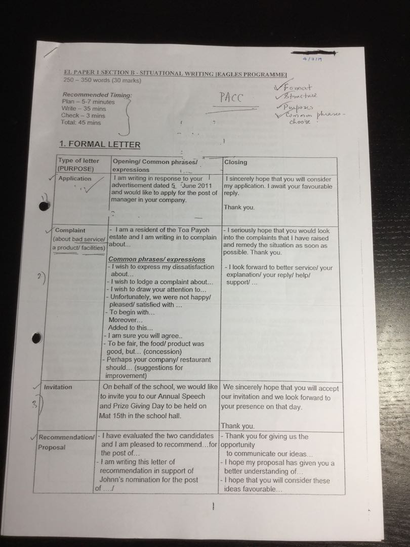 SITUATIONAL WRITING NOTES EL OLEVEL, Hobbies & Toys, Books & Magazines ...