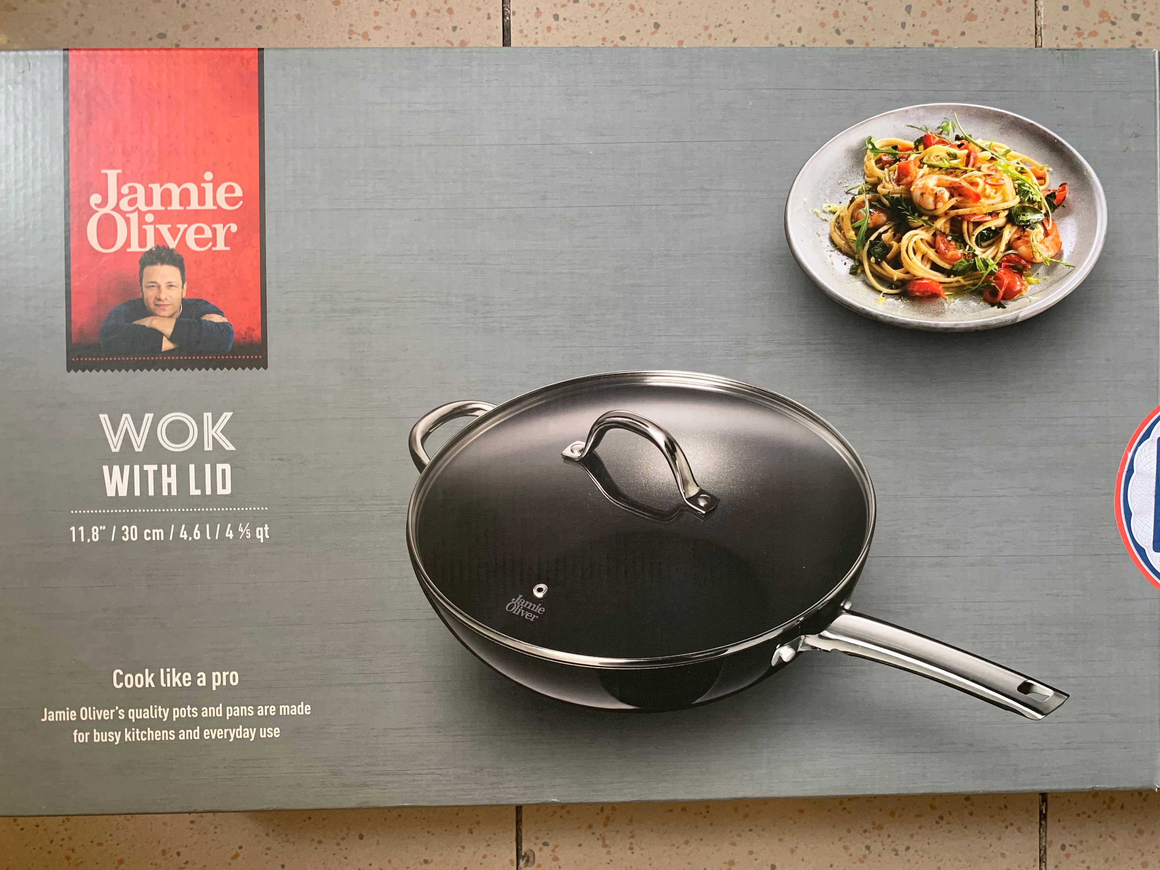 Jamie Oliver Wok 30cm with lid NEW!, Furniture & Home Living ...