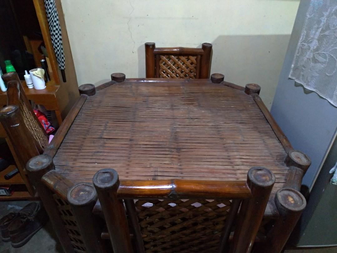Kawayan Dining Table with chair, Furniture & Home Living, Furniture ...