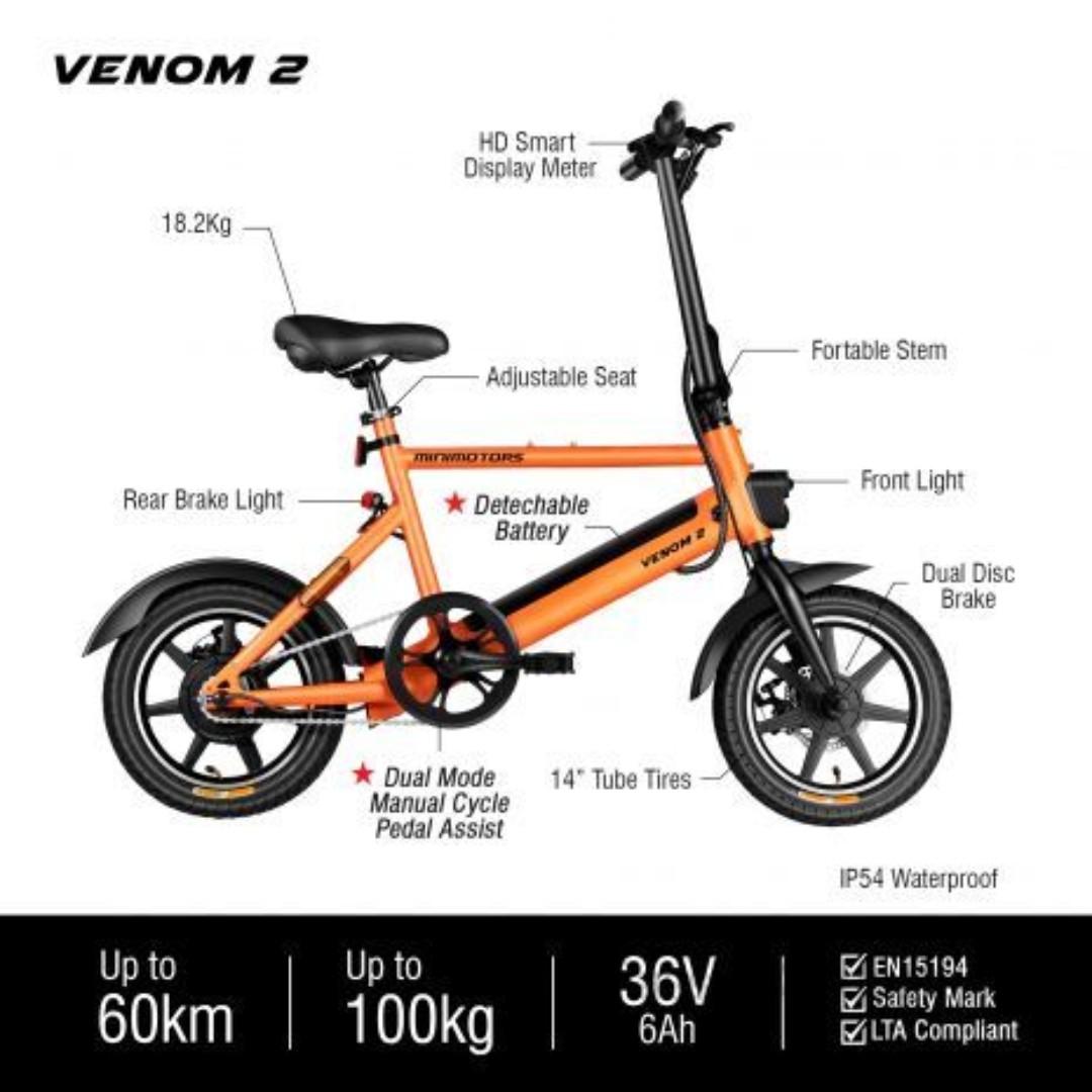 Preorder Venom 2 Ebike 36V 6Ah Electric Bike Bicycle, Sports Equipment ...