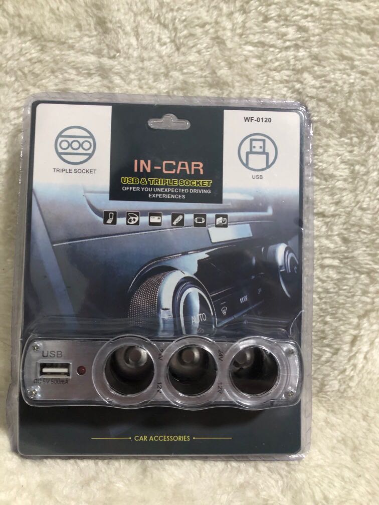 USB TRIPLE SOCKET SPLITTER, Car Accessories, Accessories on Carousell