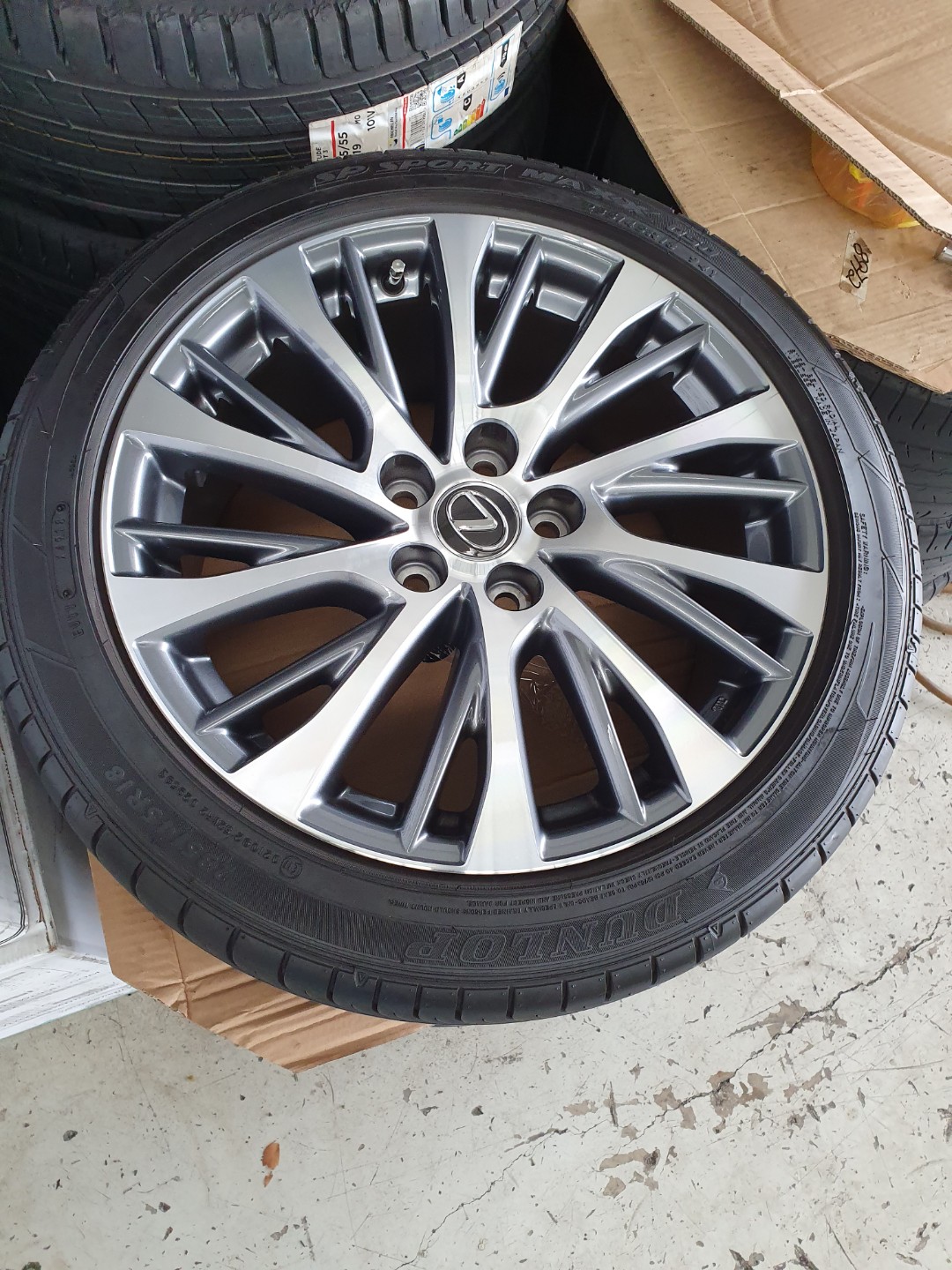 18" sports rims with 235/45/18 tyres from lexus es250, Car Accessories, Tyres & Rims on Carousell